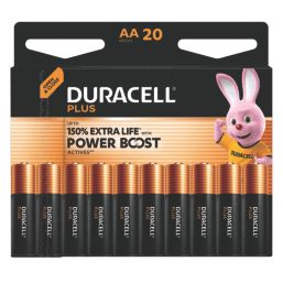 Duracell Plus AA 1.5V Alkaline Batteries 20 Pack - Screwfix