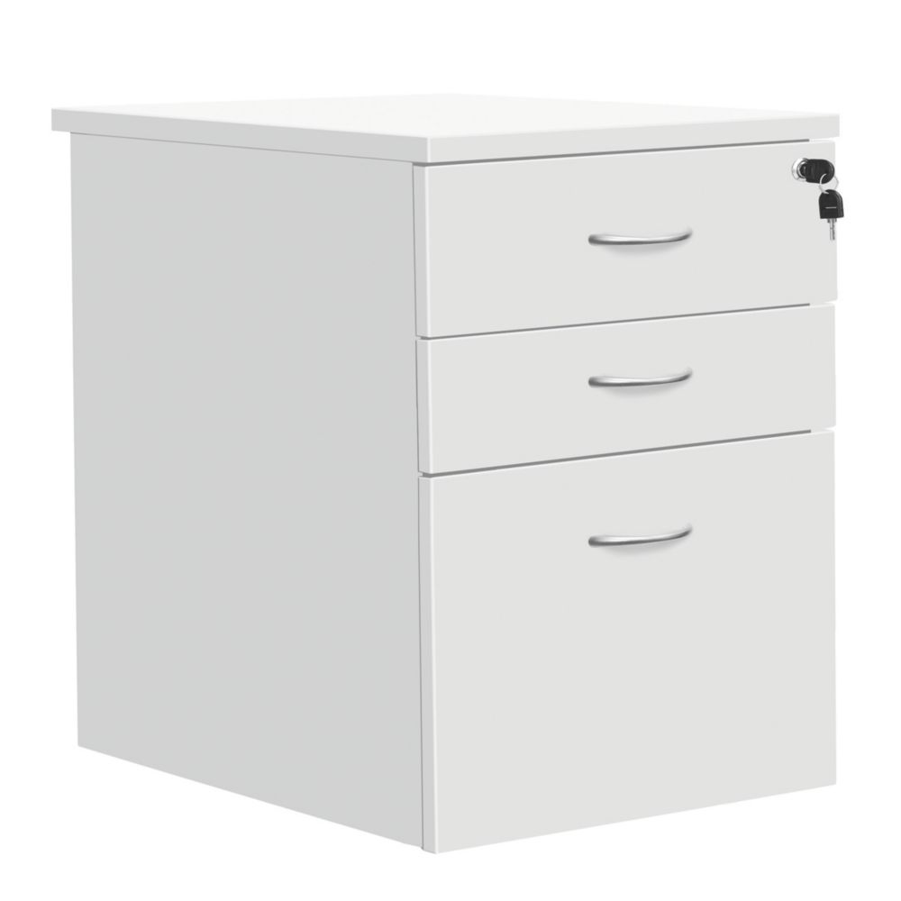 TC Group 3-Drawer Mobile Desk Pedestal White 404mm x 500mm x 636mm ...