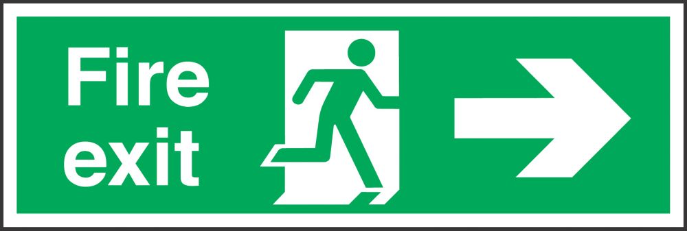 Non Photoluminescent "Fire Exit" Right Arrow Signs 150 x 450mm 50 Pack ...