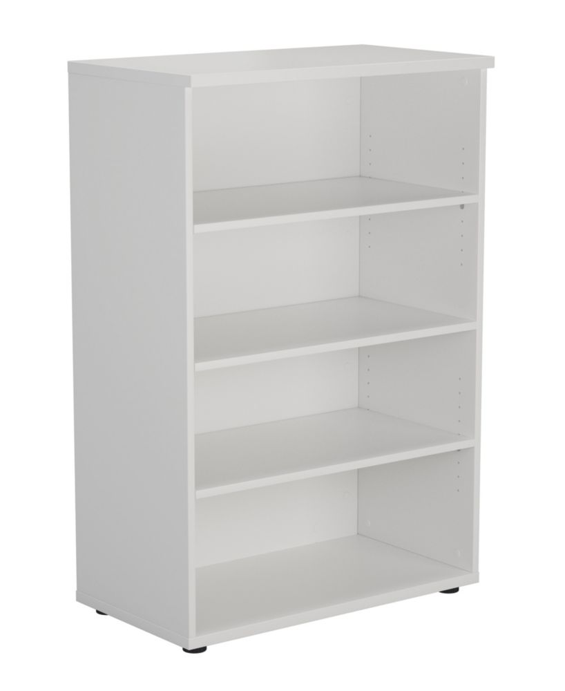 TC Group 3-Shelf Bookcase White 800mm x 1200mm - Screwfix