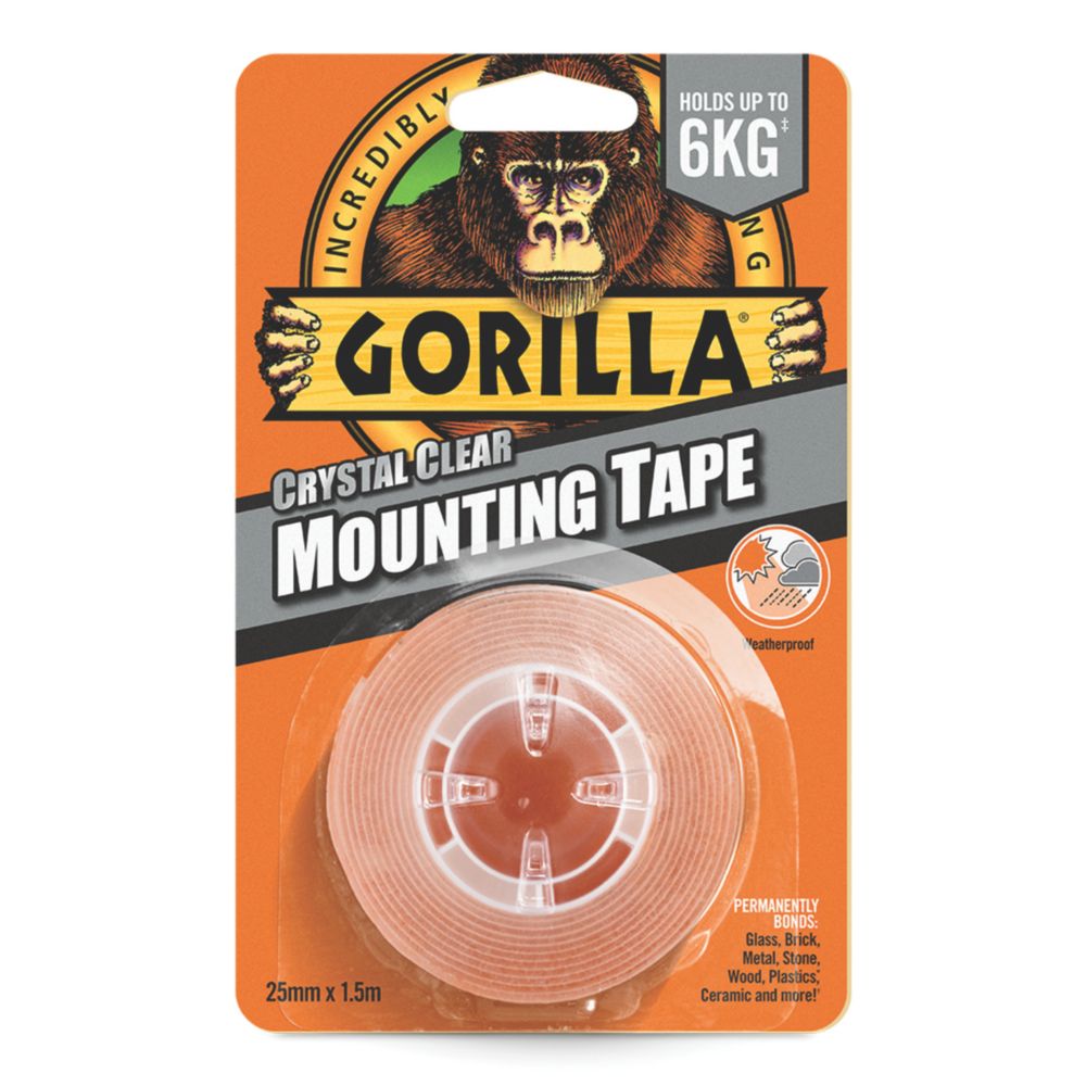 Gorilla Glue Double-Sided Mounting Tape Crystal Clear 1.5m x 25mm ...