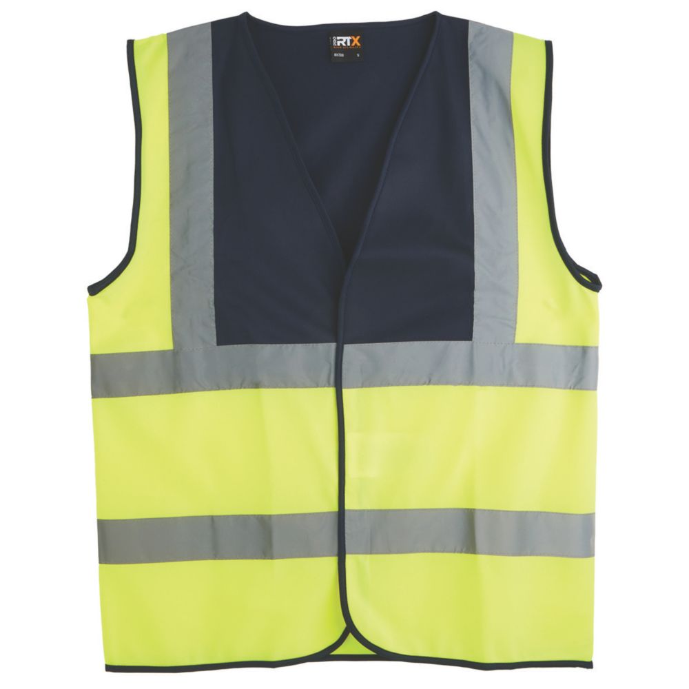 Pro RTX High Visibilty Waistcoat Yellow / Navy Small 36" Chest - Screwfix