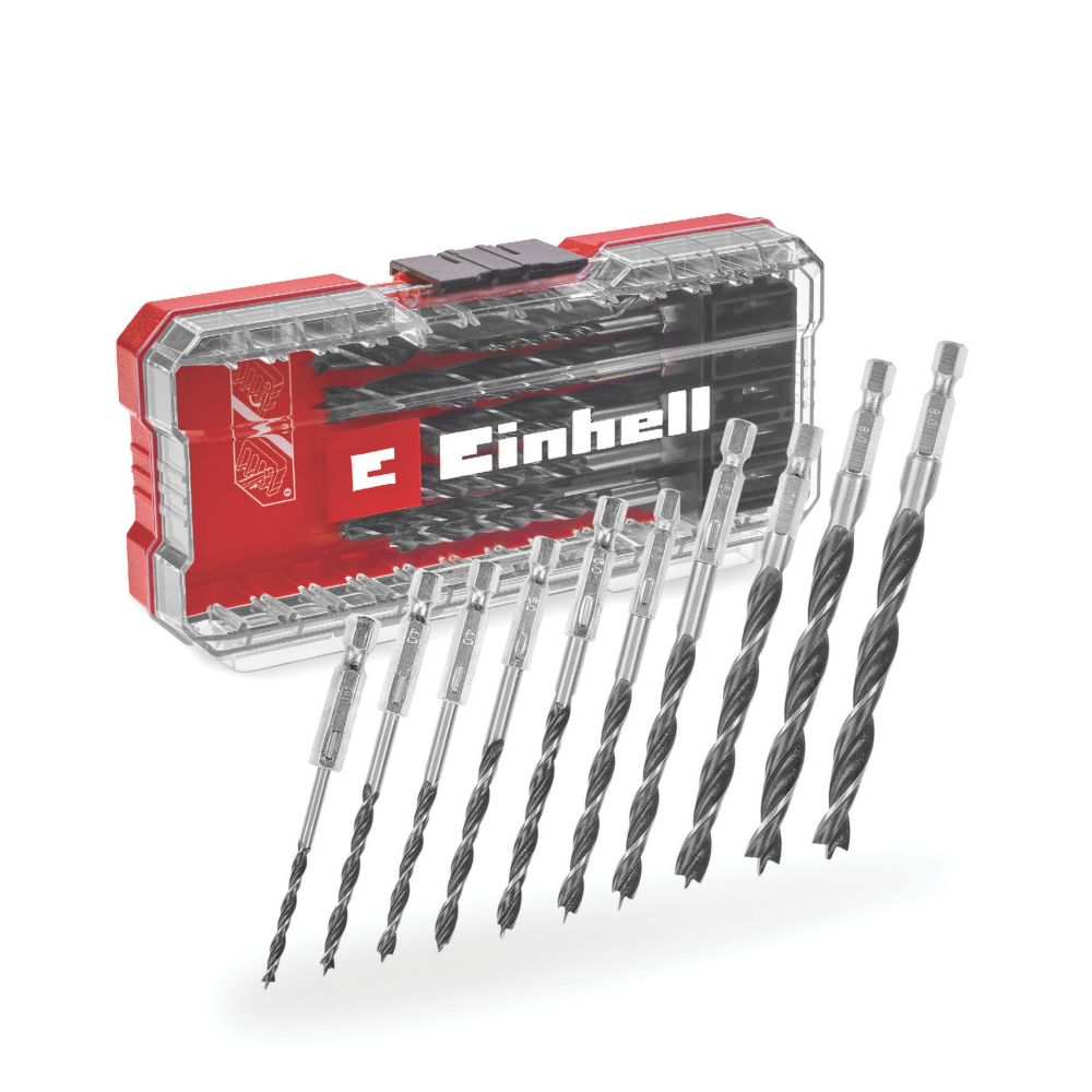 Einhell Hex Shank Wood Drill Bit Set 10 Pieces - Screwfix