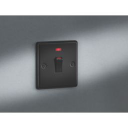 Knightsbridge 45A 1-Gang DP Cooker Switch Matt Black with Neon with ...