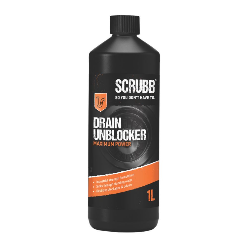 Scrubb Drain, Sink & Plughole Unblocker 1Ltr - Screwfix