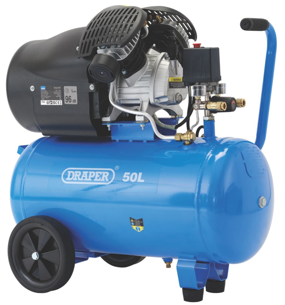 Draper 29355 50Ltr Brushless Electric Direct Drive V-Twin Air ...