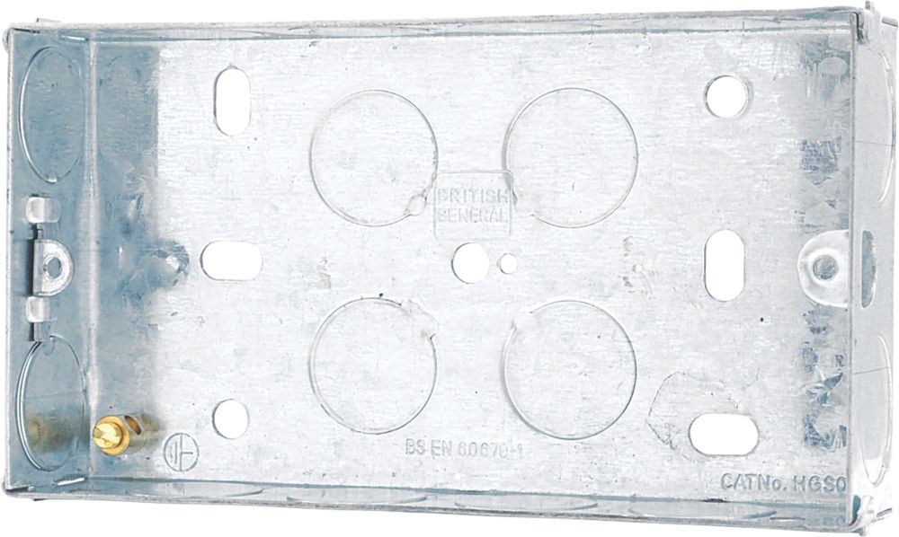 British General 2-Gang Galvanised Steel Back Box 25mm - Screwfix