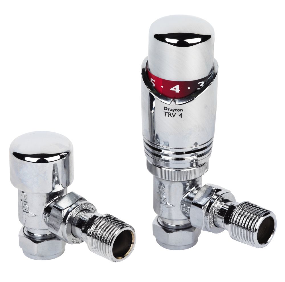 Drayton TRV4 Chrome Angled TRV 15mm x ½" | Thermostatic Radiator Valves ...