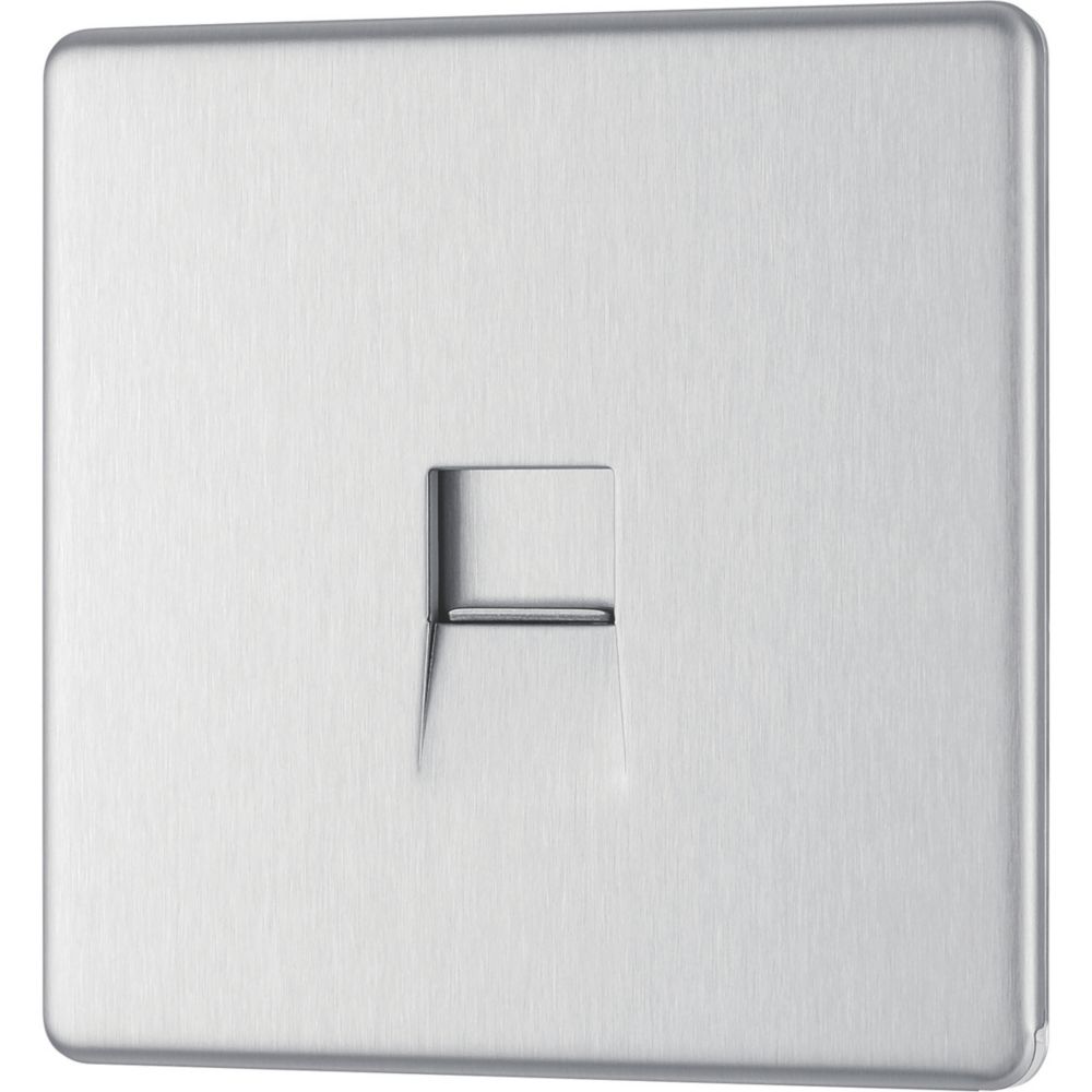 LAP 1-Gang Master Telephone Socket Brushed Stainless Steel - Screwfix