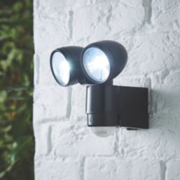 Zink Sirocco Outdoor LED Twin Security Light With PIR & Photocell ...