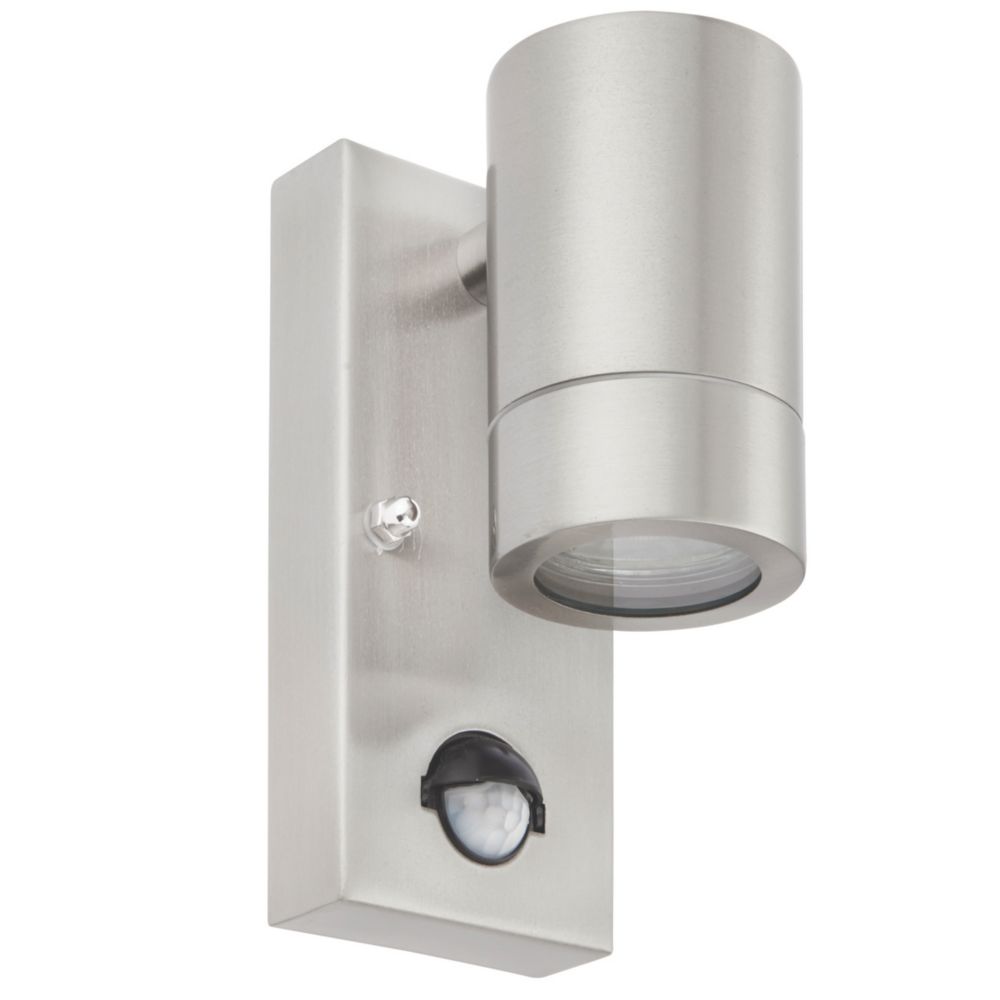 Saxby Atlantis Outdoor Wall Light With PIR Sensor Brushed Stainless ...