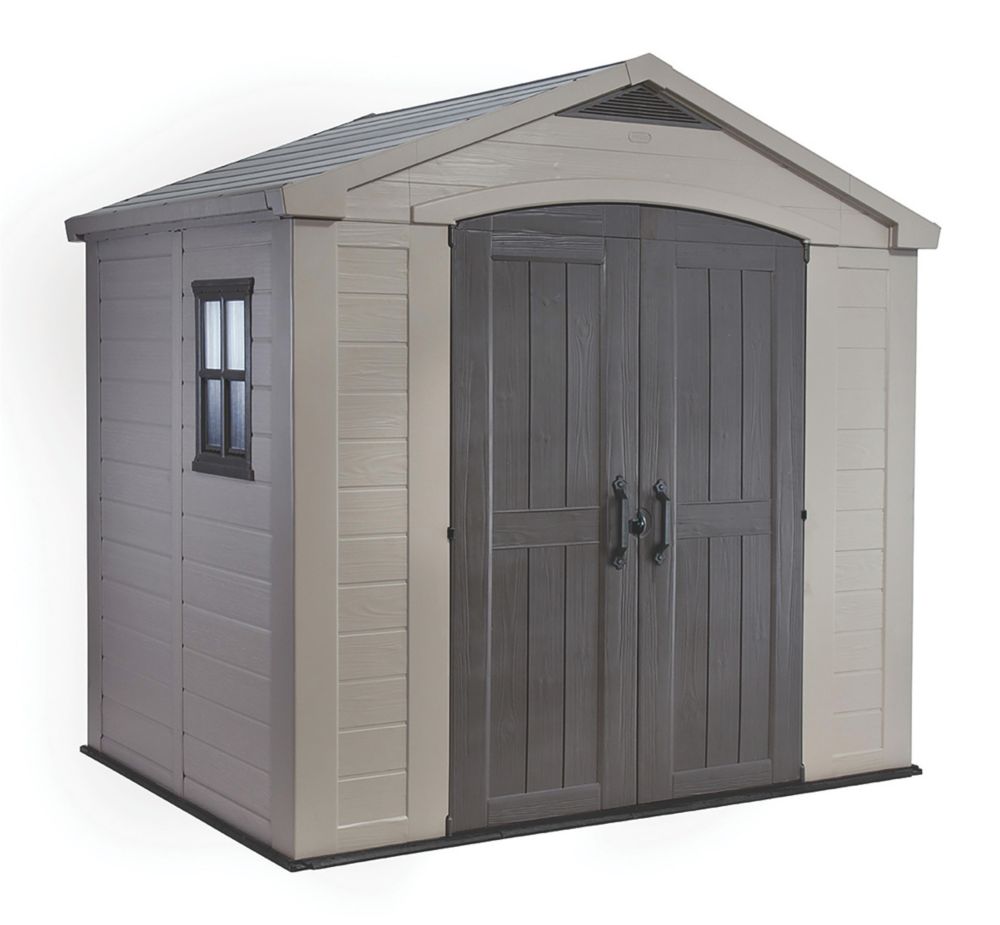 Keter Factor 8' 6" x 6' (Nominal) Apex Resin Shed Brown - Screwfix