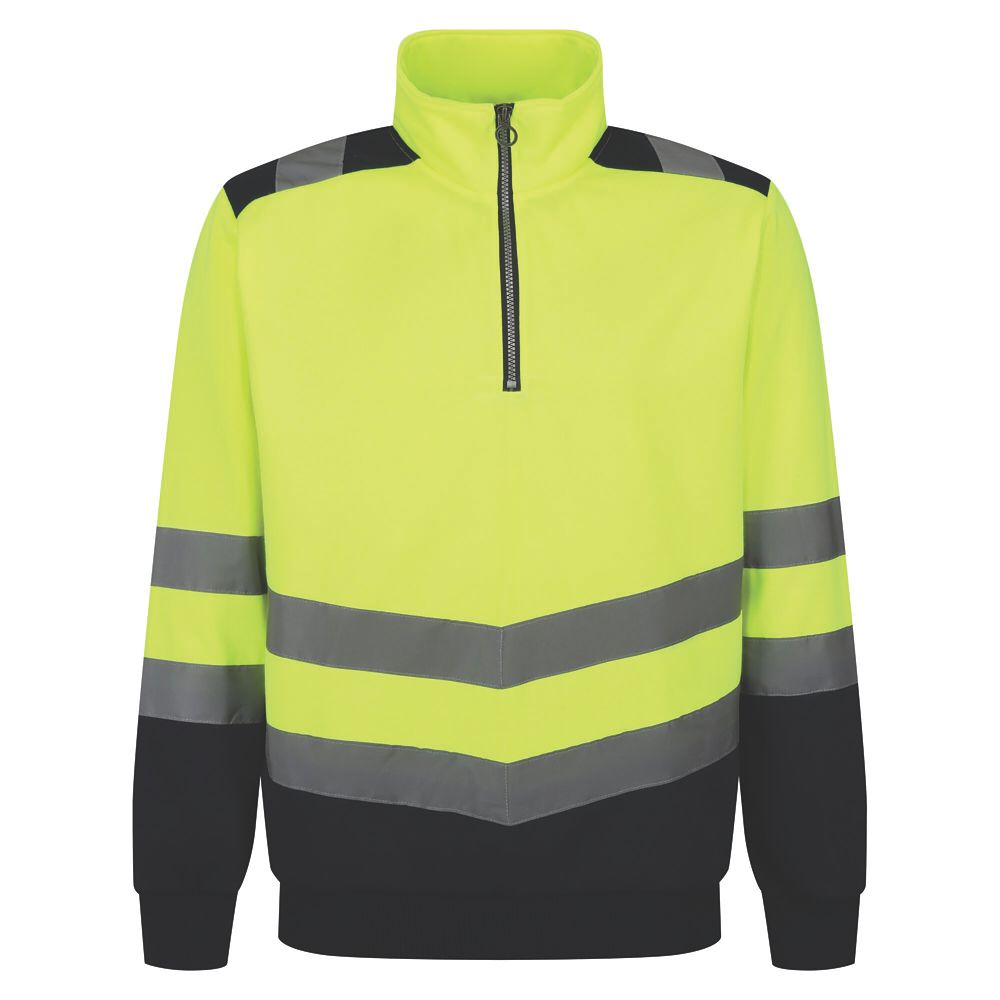 Regatta Pro Hi-Vis 1/4 Zip Fleece Yellow/Navy Small 41" Chest - Screwfix