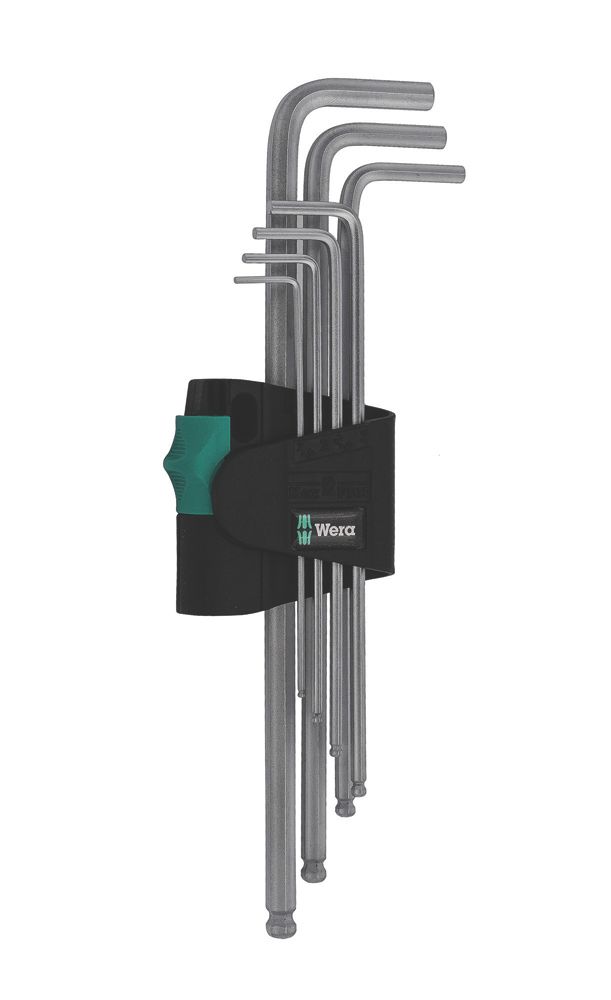 Wera 950/7 Chrome-Plated Metric Hex-Plus L-Key Set 7 Pieces - Screwfix