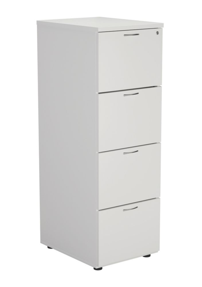 TC Group Essentials 4-Drawer Filing Cabinet White 464mm x 1390mm - Screwfix