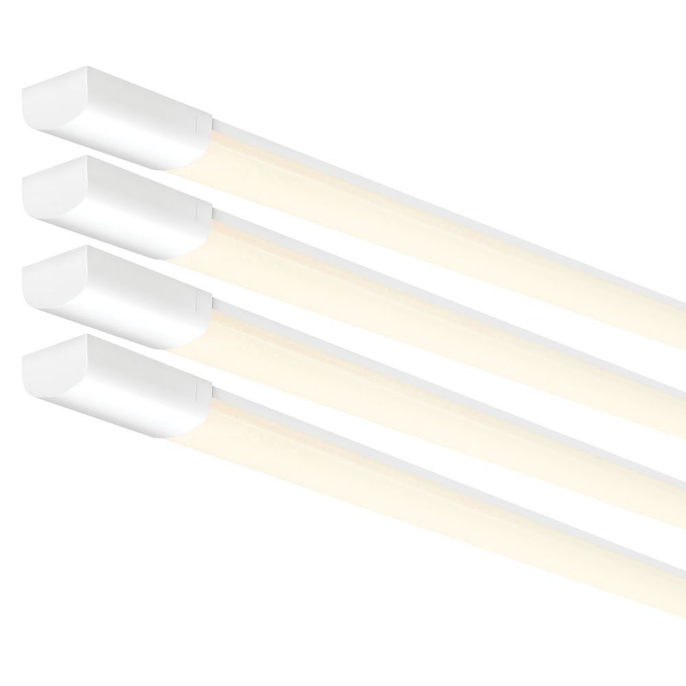 4lite Single 4ft LED CCT Battens 30W 3900lm 220-240V 4 Pack - Screwfix