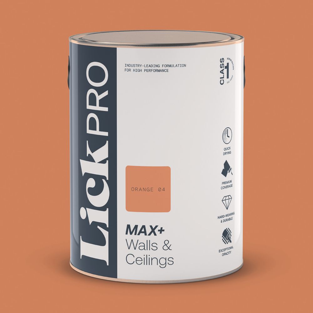 LickPro Max+ 5Ltr Orange 04 Eggshell Emulsion Paint - Screwfix