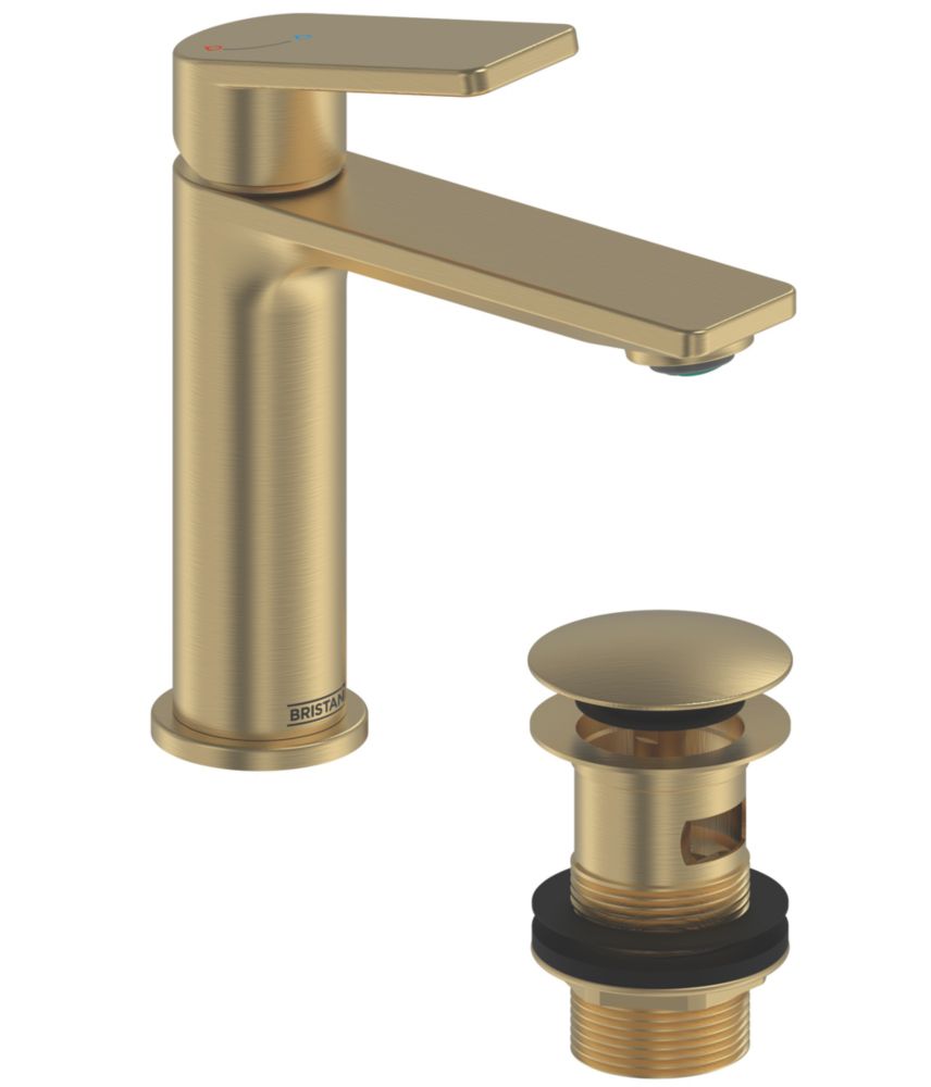 Bristan Frammento Brushed Brass 170mm Standard Lever Mono Basin Mixer ...