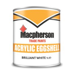 Macpherson 1Ltr Brilliant White Eggshell Emulsion Trim Paint - Screwfix