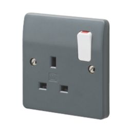 MK Logic Plus 13A 1-Gang DP Switched Plug Socket Grey with White ...