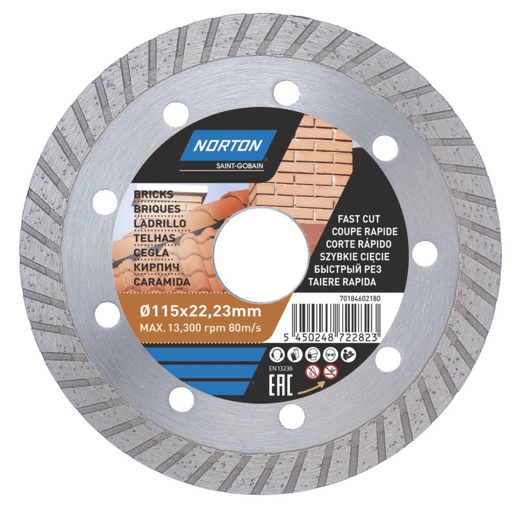 Norton Multi-Material Diamond Cutting Disc 115mm x 22.23mm - Screwfix