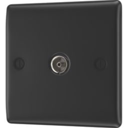 British General Nexus Metal 1-Gang Coaxial TV / FM Socket Matt Black ...