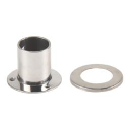 Essentials Rail End Sockets Polished Stainless Steel 32mm 2 Pack - Screwfix
