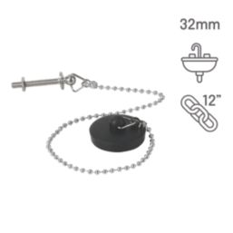 Flomasta Rubber Plug & Chain 12" - Screwfix