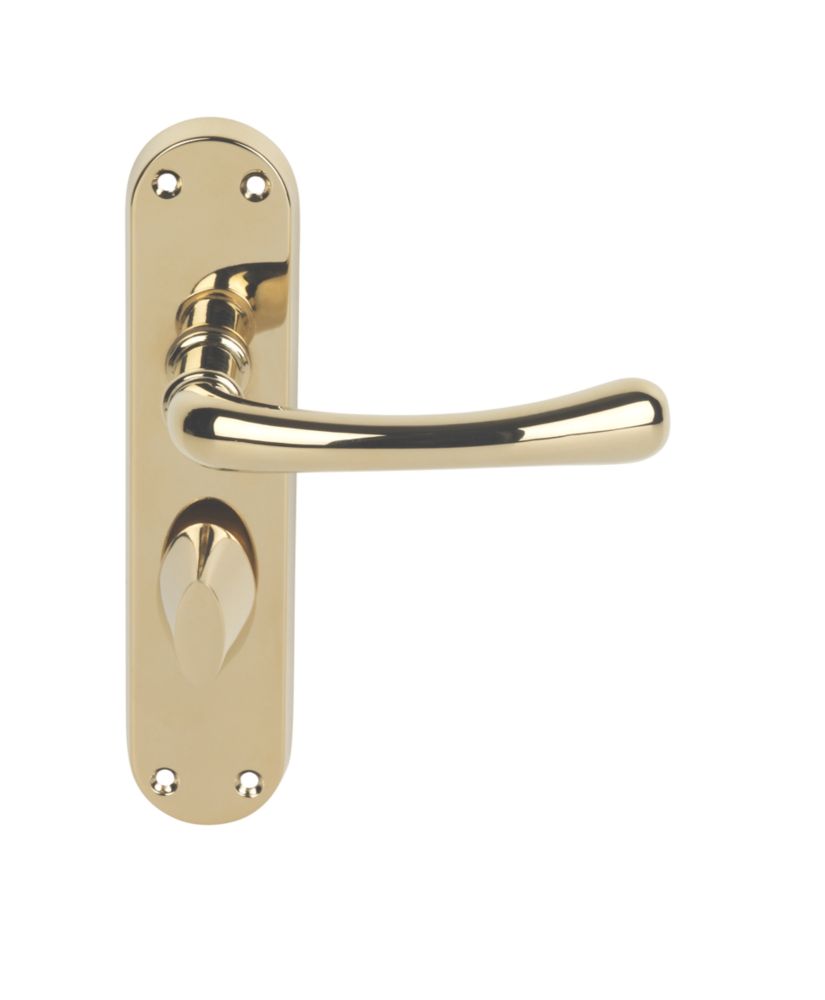 Serozzetta Ibra Lever on Backplate WC Door Handle Pair Polished Brass ...