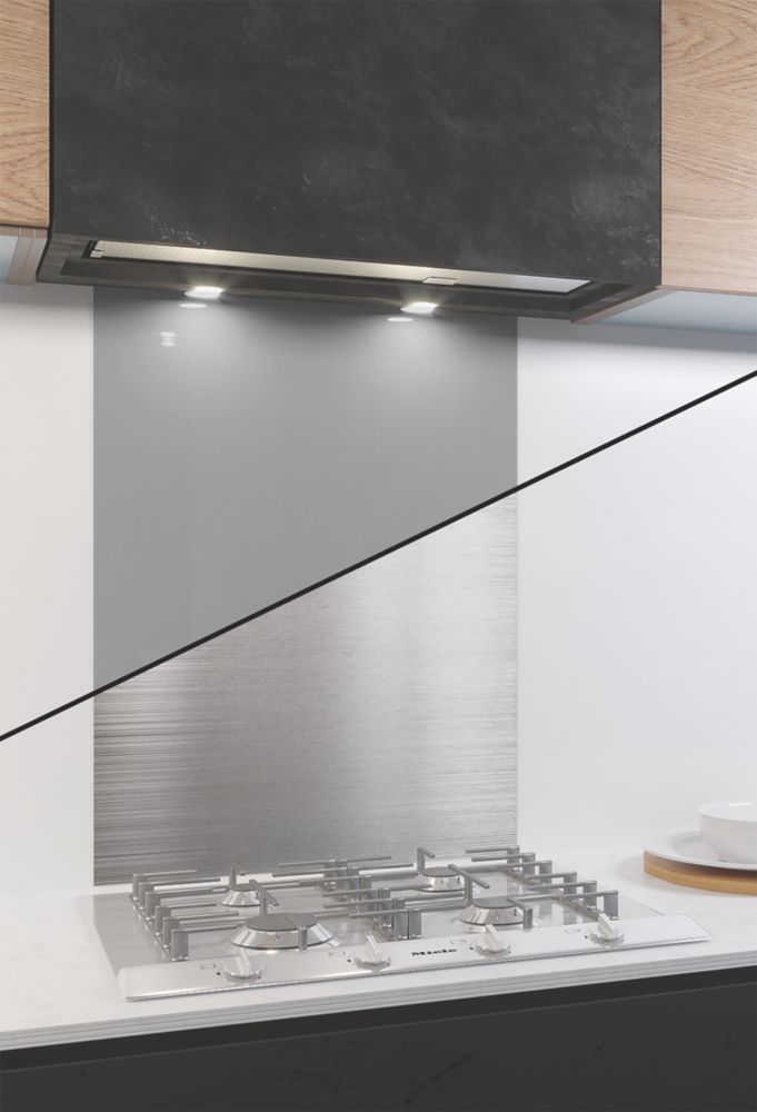 AluSplash Space Silver/Brushed Steel Splashback 600mm x 800mm x 4mm ...
