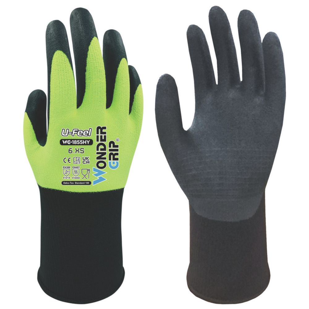 Wonder Grip WG-1855HY U-Feel General Handling Gloves Yellow X Small ...