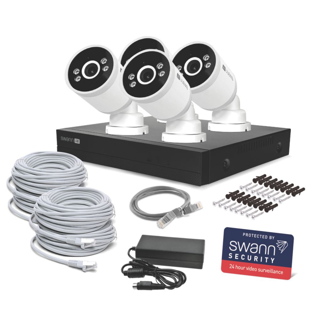 Swann SWNVK-8ADVANX4B-EU 1TB 8-Channel 4K Wired NVR Security System & 4 ...