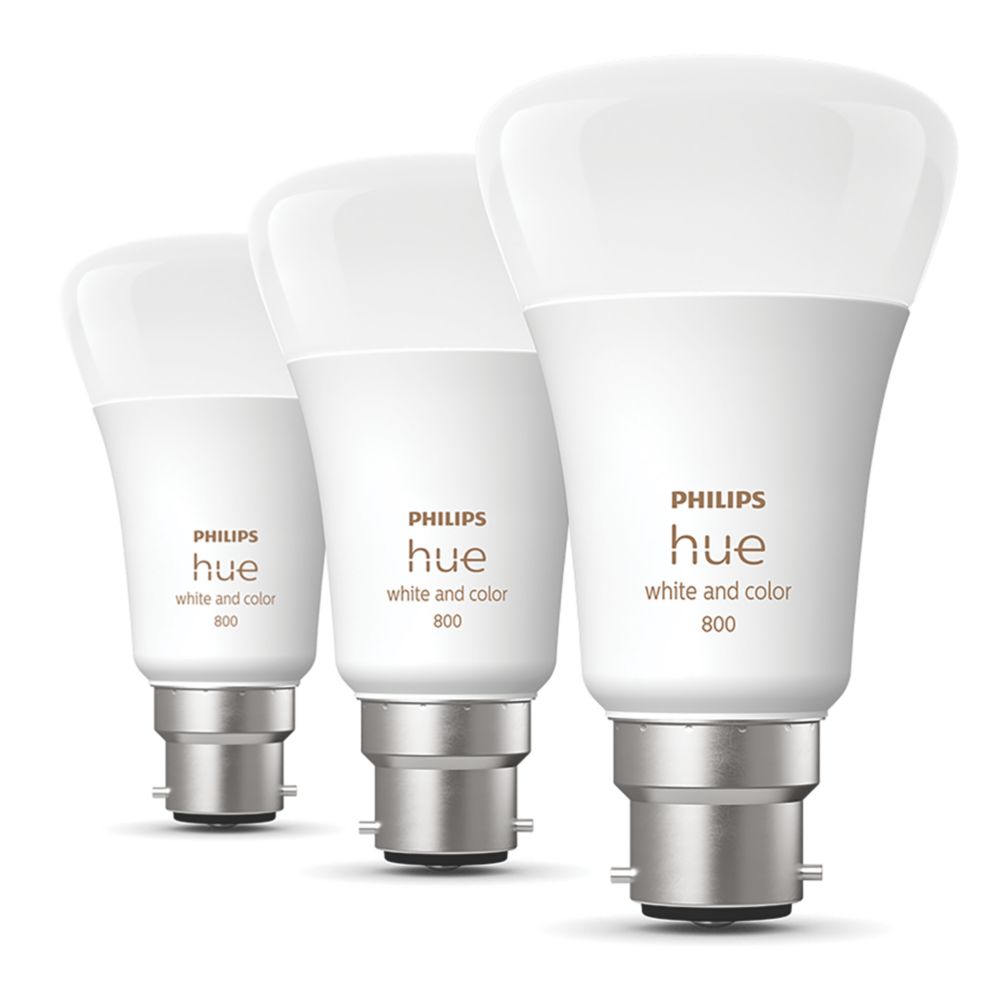 Philips Hue E27 A60 LED Smart Light Bulb 6W 800lm 3 Pack - Screwfix