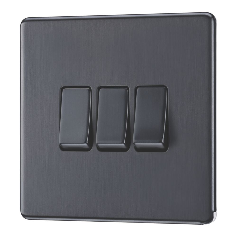 LAP 20A 16AX 3-Gang 2-Way Light Switch Slate Grey - Screwfix
