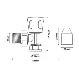 Flomasta 15mm x 21mm White/Chrome Angled Modern Manual Radiator Valve ...
