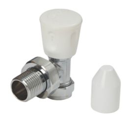 Flomasta 15mm x 21mm White/Chrome Angled Modern Manual Radiator Valve ...