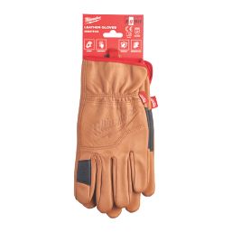 Milwaukee Leather Gloves Natural Large - Screwfix
