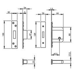 Smith & Locke Fire Rated Stainless Brass BS 5-Lever Mortice Deadlock ...