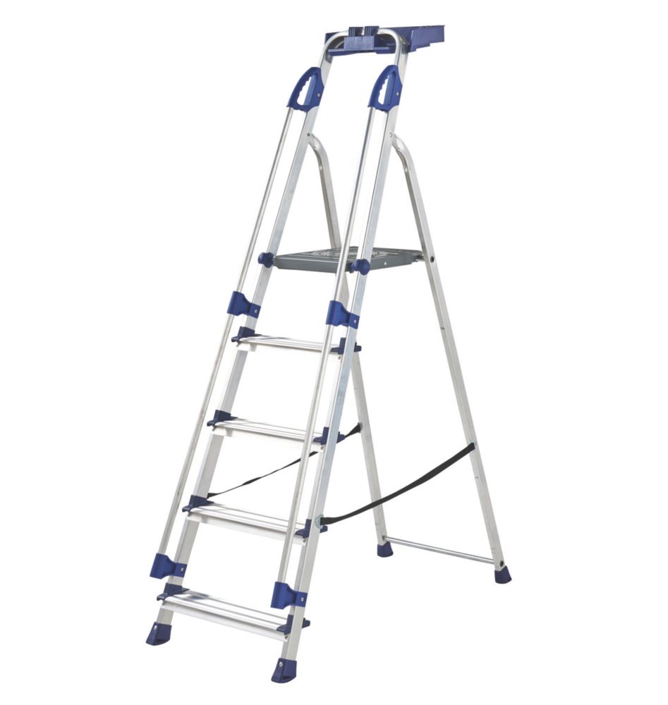 Werner Aluminium 1.68m 5 Step Platform Step Ladder With Handrail - Screwfix