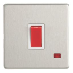 Contactum Lyric 32A 1-Gang DP Control Switch Brushed Steel with Neon ...