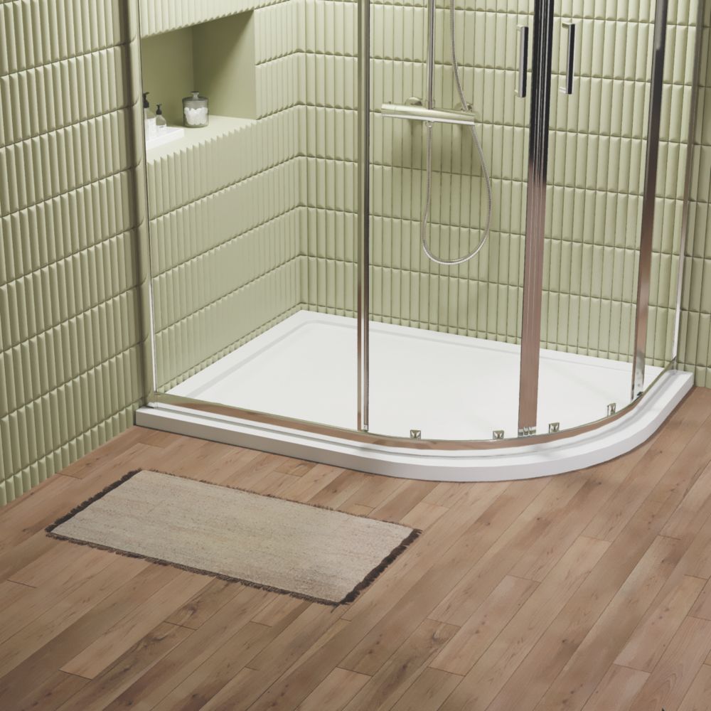 ETAL Pearlstone Matrix Offset Quadrant Shower Tray Right-Handed White ...