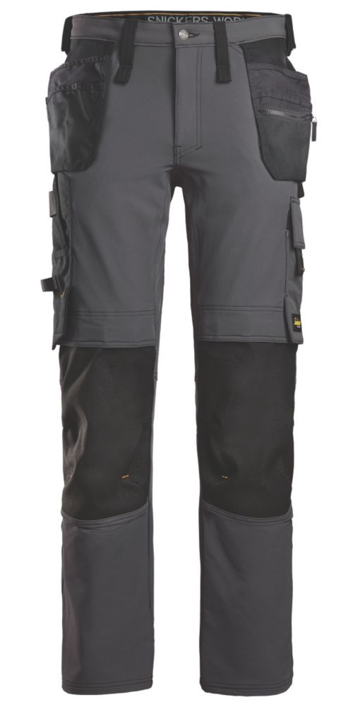 Snickers 6271 Full Stretch Work Trousers Steel Grey/Black 38" W 32" L ...