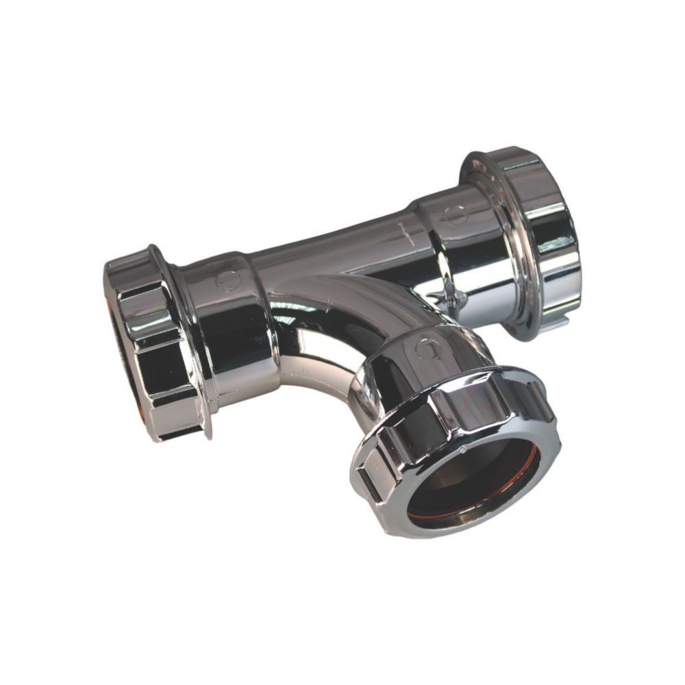 FloPlast CW23 Compression Uni Waste Tee Chrome 40mm - Screwfix