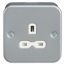 Knightsbridge 13A 1-Gang Unswitched Metal Clad Socket Grey with White ...