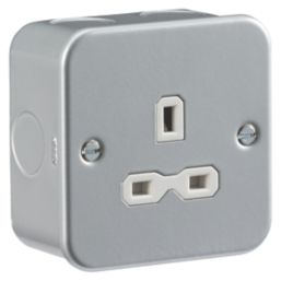 Knightsbridge 13A 1-Gang Unswitched Metal Clad Socket Grey with White ...