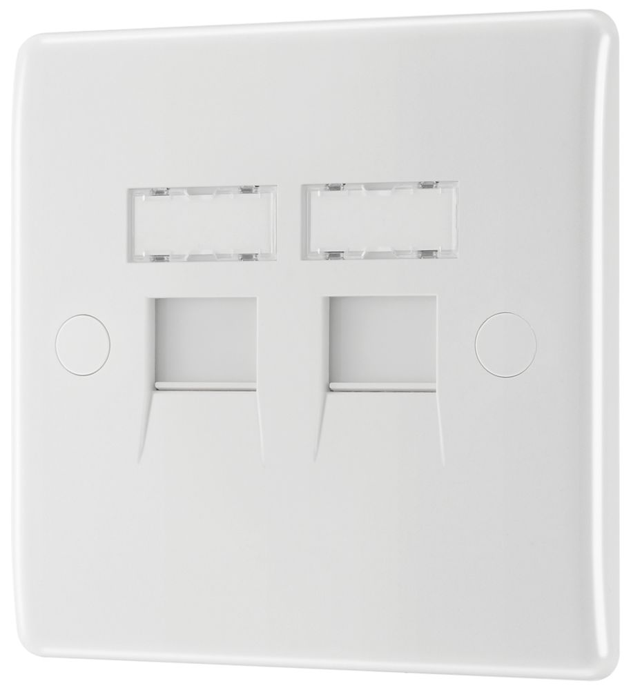British General 800 Series 2-Gang RJ45 Ethernet Socket White with ...