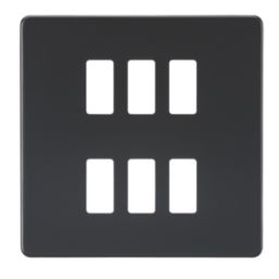 Knightsbridge 6-Module Grid Faceplate Matt Black - Screwfix