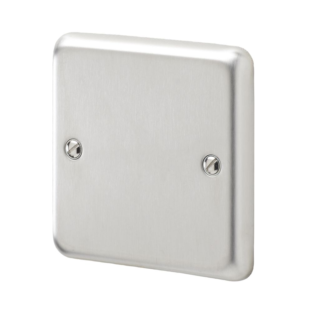 MK Contoura 1-Gang Blanking Plate Brushed Stainless Steel - Screwfix