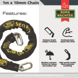 Burg-Wachter Hardened Steel Heavy Duty Chain 1m x 10mm - Screwfix