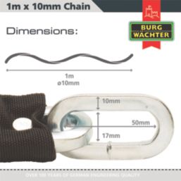 Burg-Wachter Hardened Steel Heavy Duty Chain 1m x 10mm - Screwfix